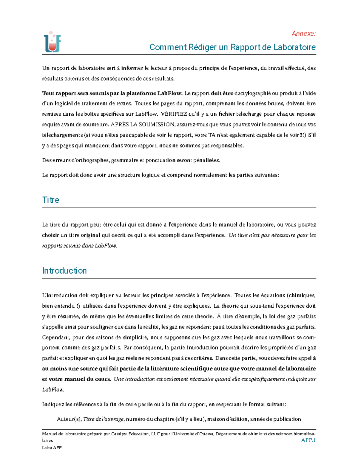 Comment rédiger rapport de labo - Annexe: Comment Rédiger un Rapport de Laboratoire Un rapport ...