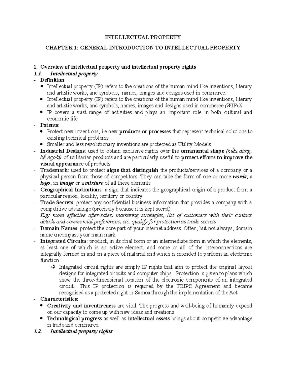 Chap 1 - Overview - INTELLECTUAL PROPERTY CHAPTER 1: GENERAL ...