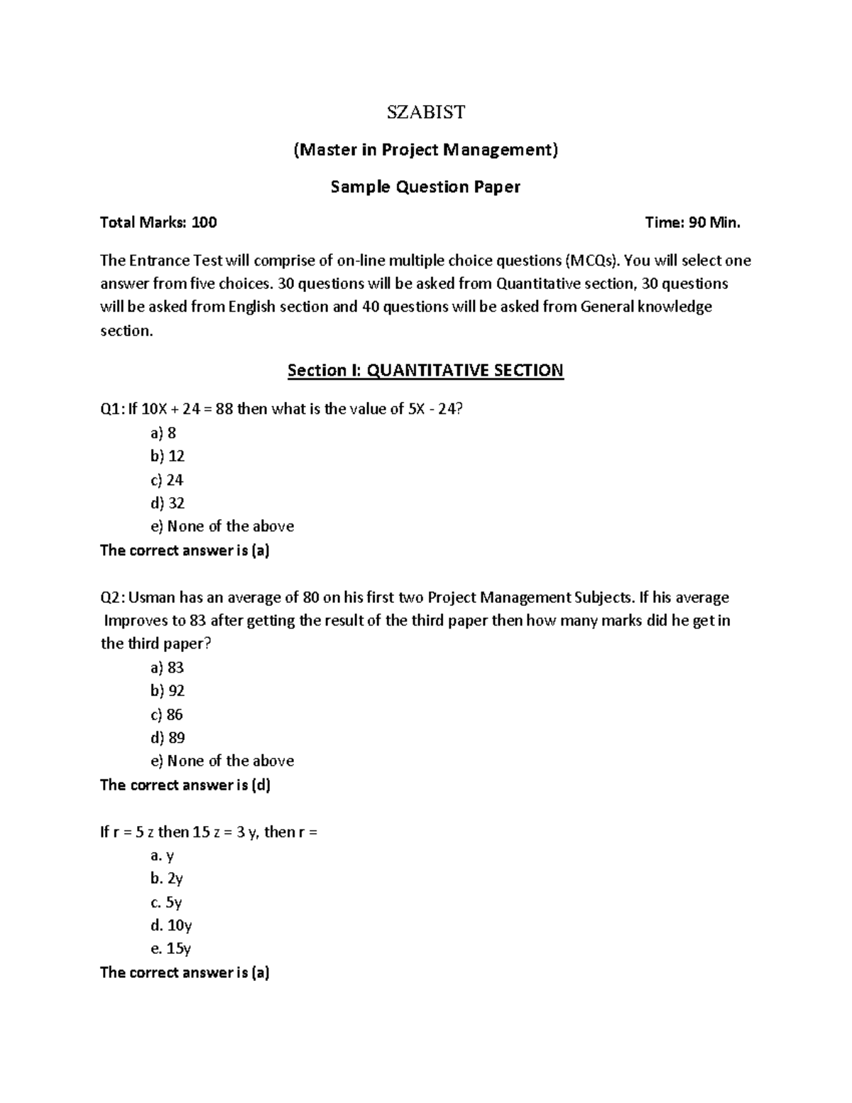 MPMSample Paper - essay for course - SZABIST (Master in Project ...
