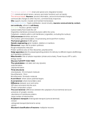 Neuro Objectives continued - Chapter 15 Compare the structural and ...