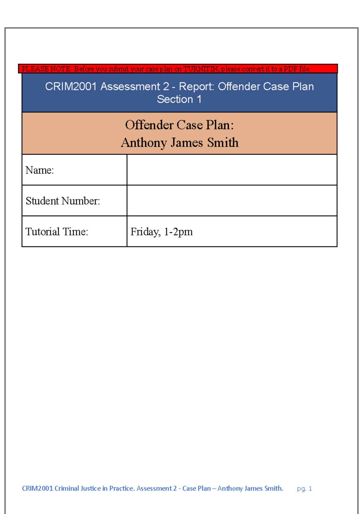 Mr Smith case plan - PLEASE NOTE: Before you submit your case plan on ...