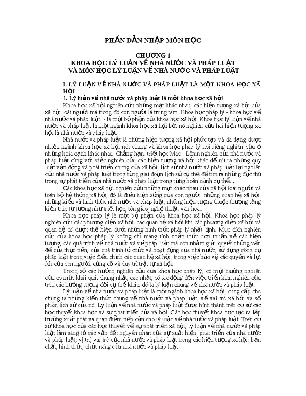 Lý luận về nhà nước và pháp luật 41635 - PH N D N NH P MÔN H CẦ Ẫ Ậ Ọ CH NG 1ƯƠ KHOA H C LÝ LU N ...