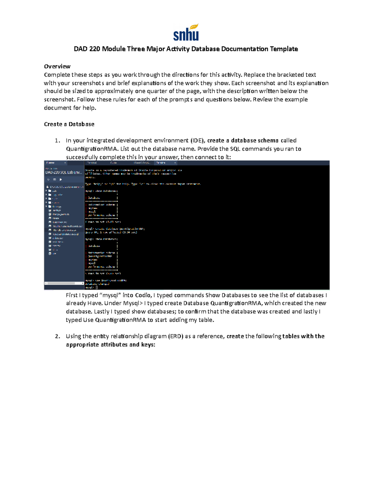 Module 3Activity Create Database - DAD 220 Module Three Major Activity ...