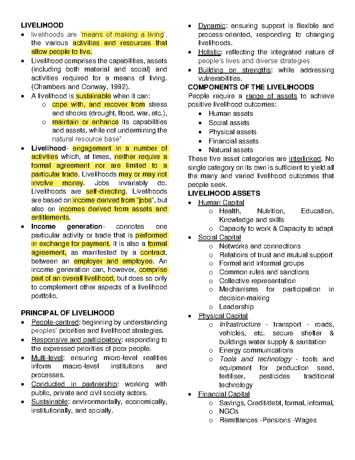 NSTP 1 finals reviewer - LIVELIHOOD livelihoods are ‘means of making a ...