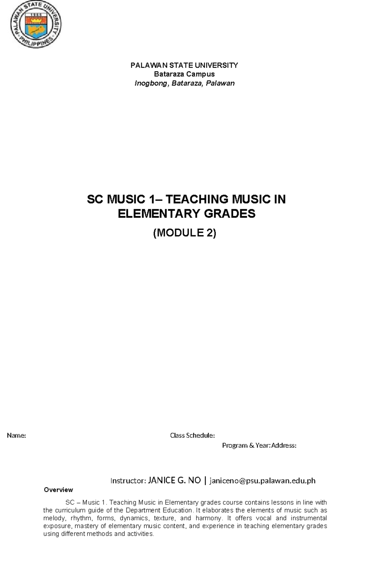 TM - Music reviewer - PALAWAN STATE UNIVERSITY Bataraza Campus Inogbong ...