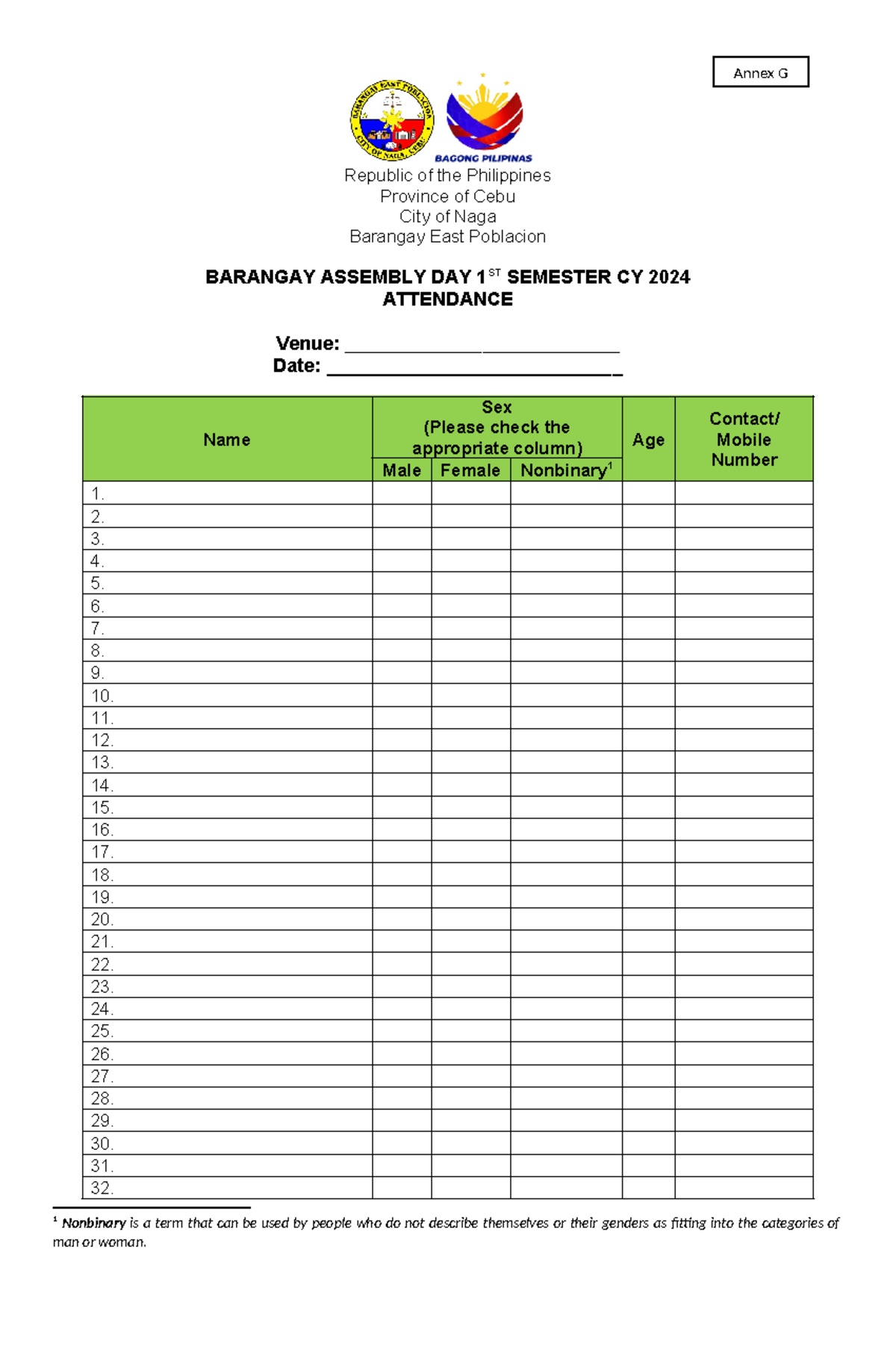 2024 Barangay Assembly Attendance - Republic of the Philippines ...