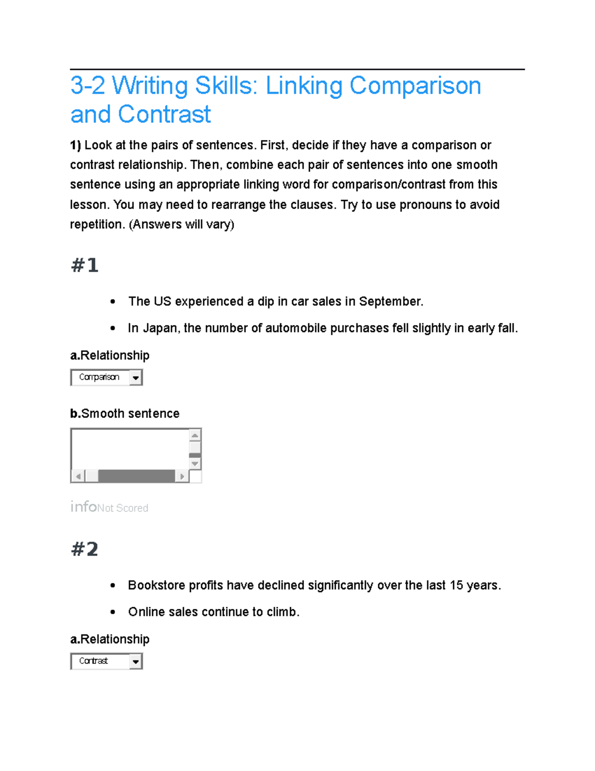 3-2 writing - s/n - 3-2 Writing Skills: Linking Comparison and Contrast ...