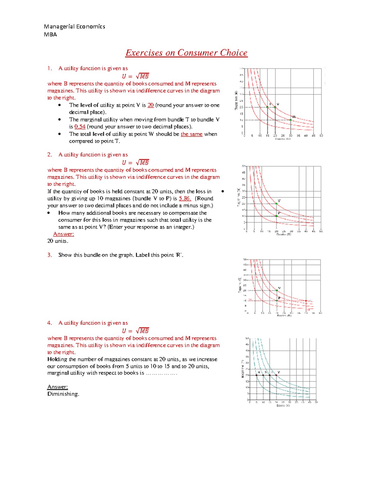 Exercises on Consumer Choice - MBA Exercises on Consumer Choice A ...
