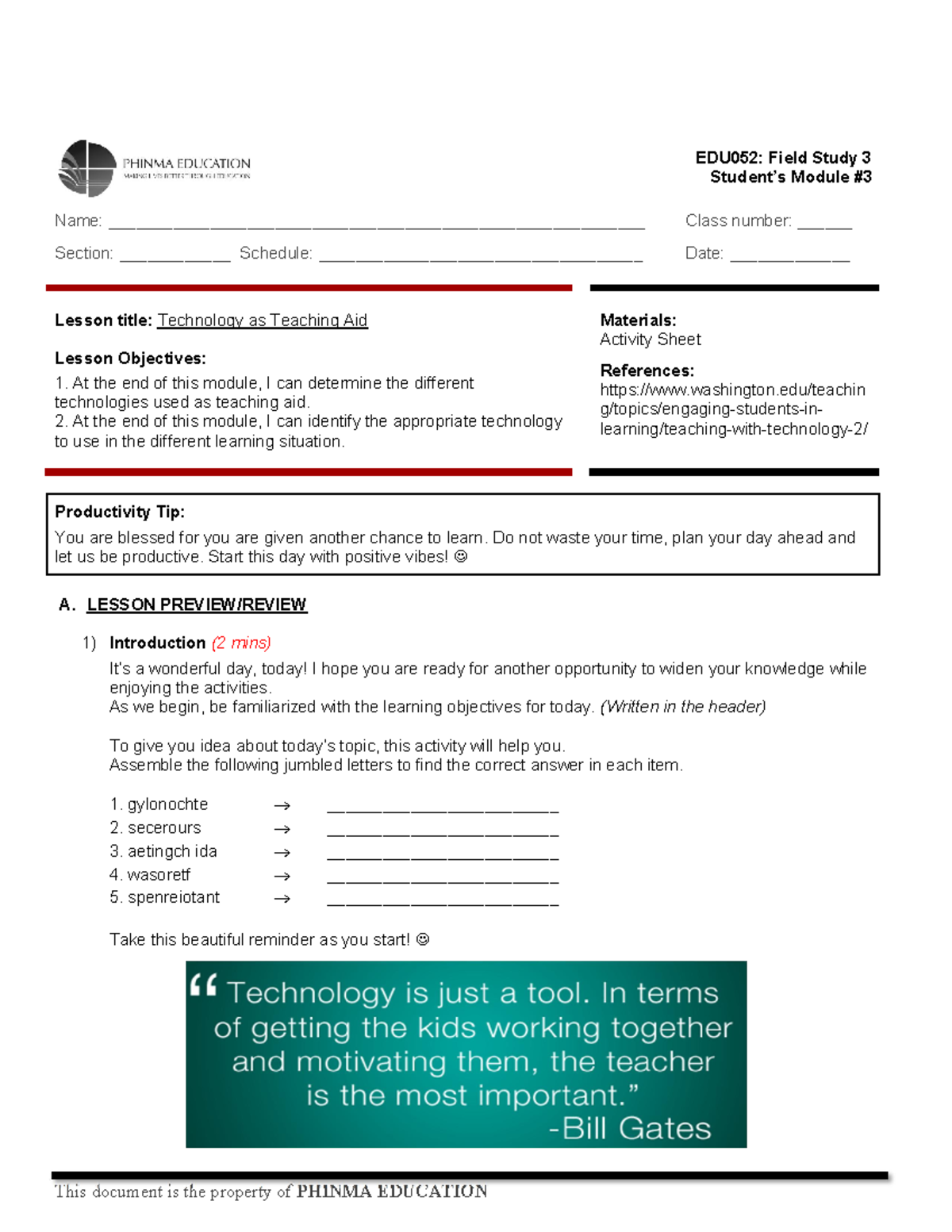 SAS3-EDU052 - nobe - Student’s Module # Name: - Studocu