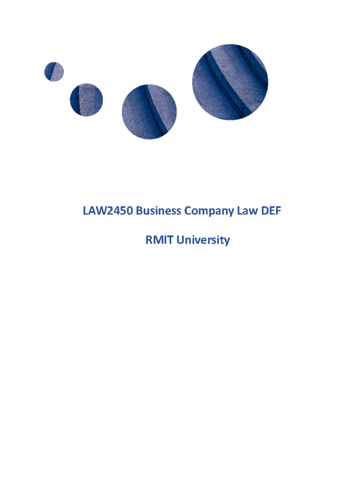 LAW2450-RMIT University-Business Company Law DEF - LAW2450 Business ...