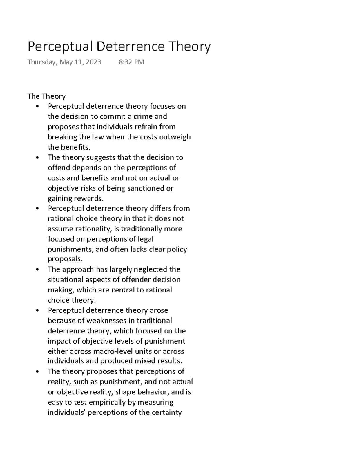 Perceptual Deterrence Theory - The Theory Perceptual deterrence theory ...