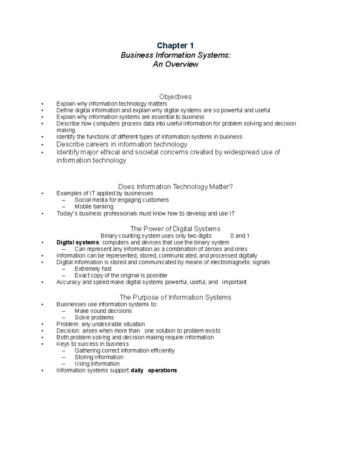 IS 300 Chapter 1 - Chapter 1 Business Information Systems: An Overview ...