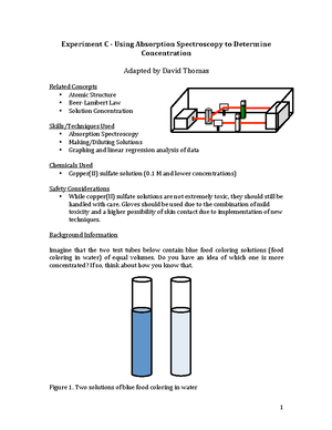 Absorption lab - 1 | Page Exp. 1 Absorption Spectroscopy Lab Report ...