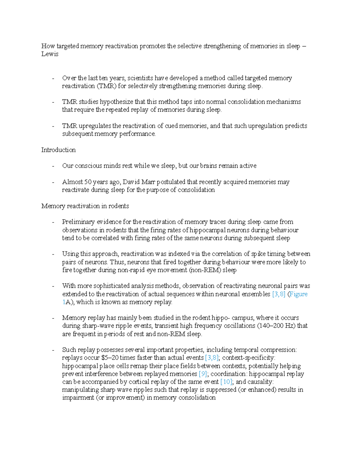 How targeted memory reactivation promotes the selective strengthening ...