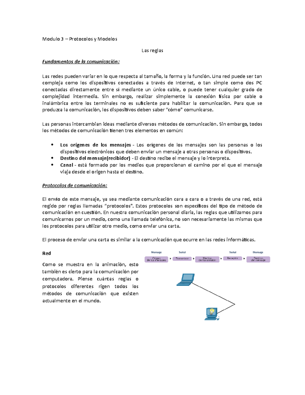 Curso Cisco - Modulo 3 - Modulo 3 – Protocolos y Modelos Las reglas ...