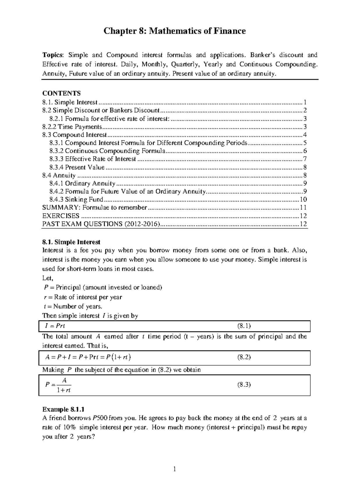 1Chapter 8a M-Mathematics of Finance-STA 101 - Chapter 8: Mathematics ...