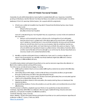 SNHU 107 Model Six Journal Template - SNHU 107 Module Six Journal ...