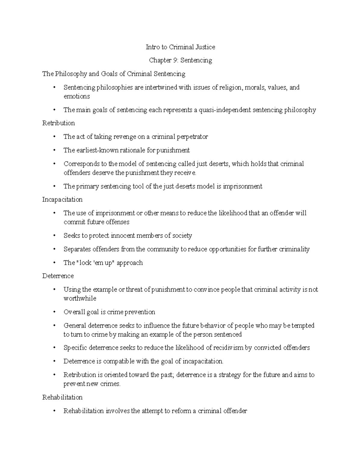 Intro to Criminal Justice Chapter 9 - The primary sentencing tool of ...