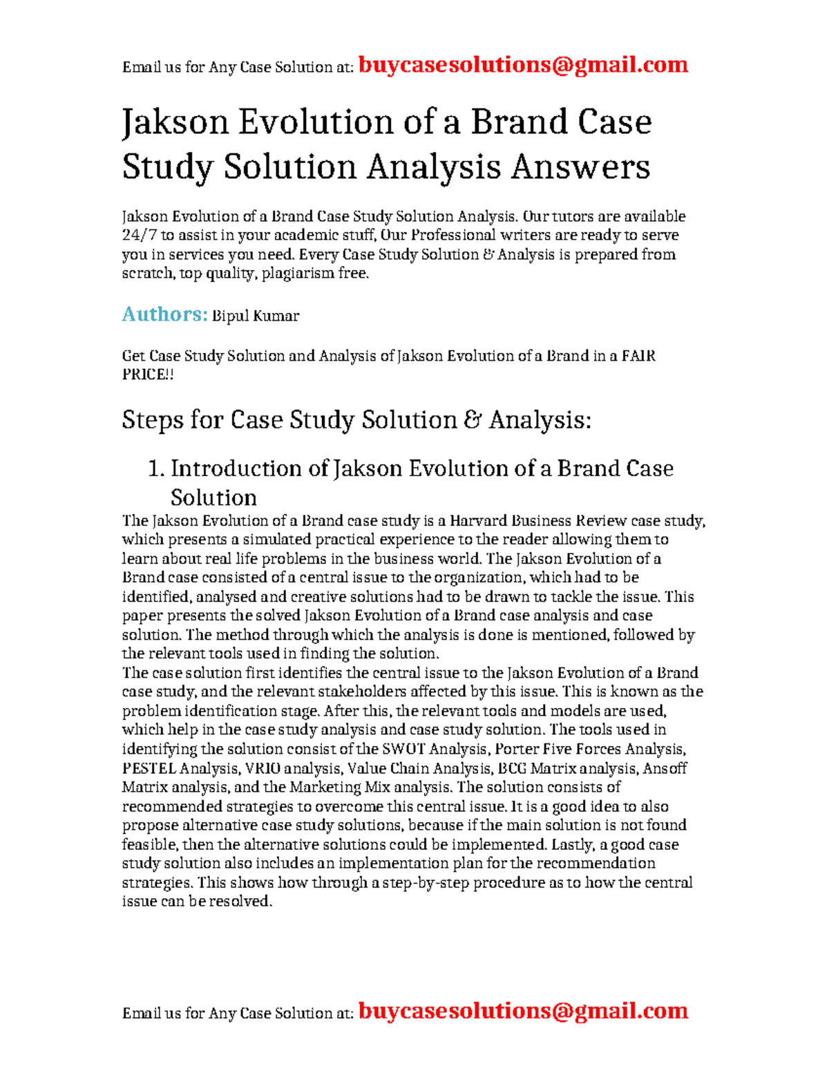 Case Solution Jakson Evolution of a Brand - Jakson Evolution of a Brand ...