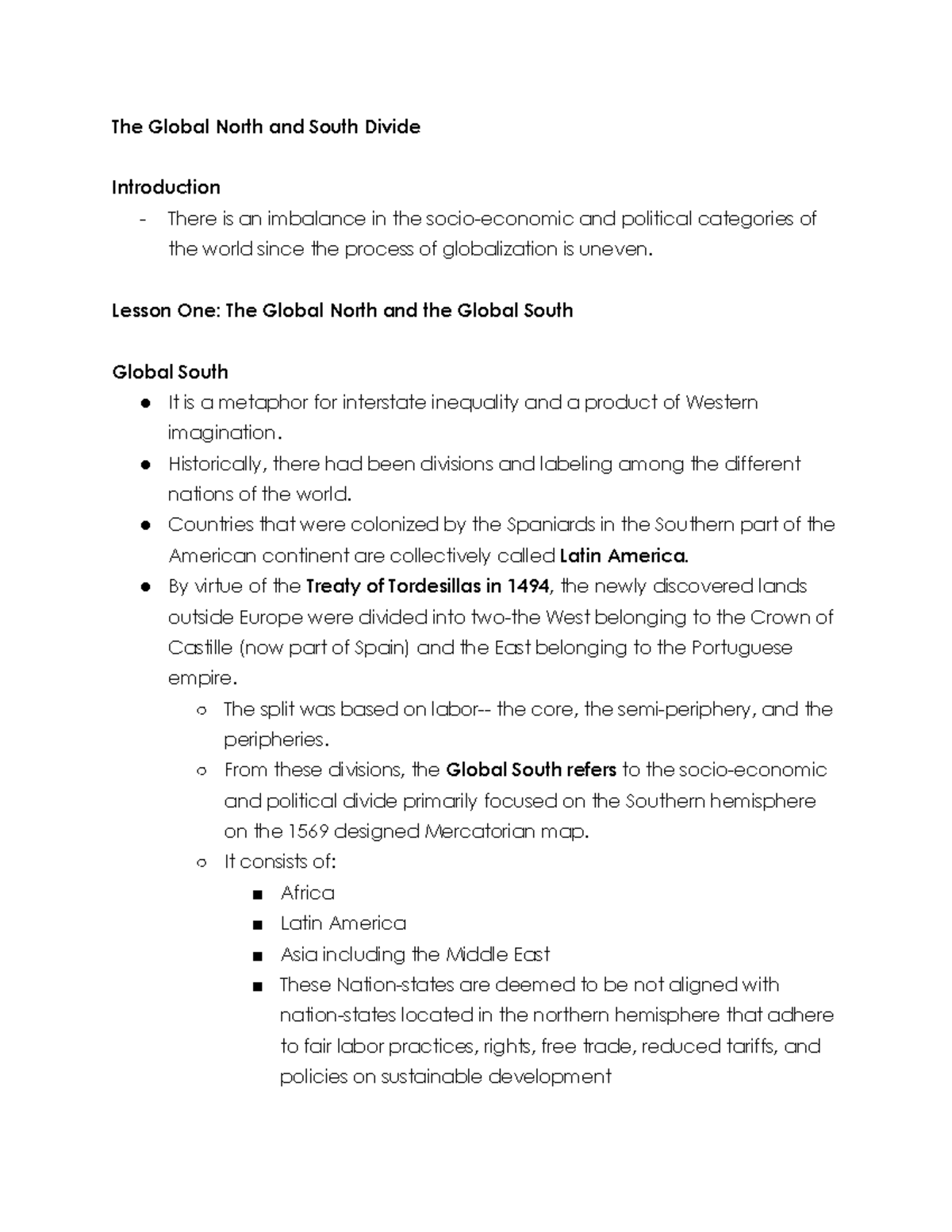 Contemporary world - Global and South Division - The Global North and ...