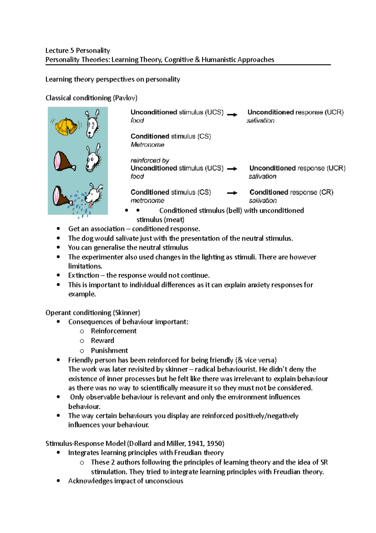 Lecture 4 Personality - Lecture 5 Personality Personality Theories ...
