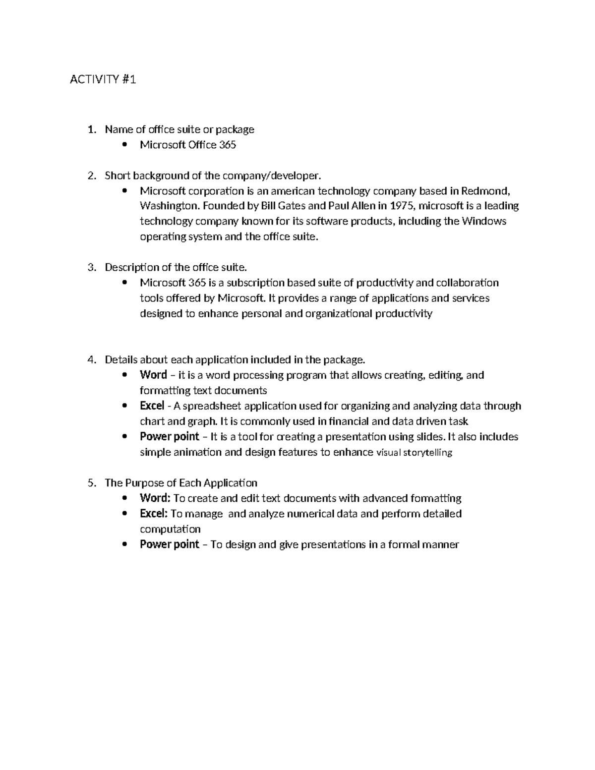 Activit 1.docx Sofapp - ACTIVITY 1. Name of office suite or package ...