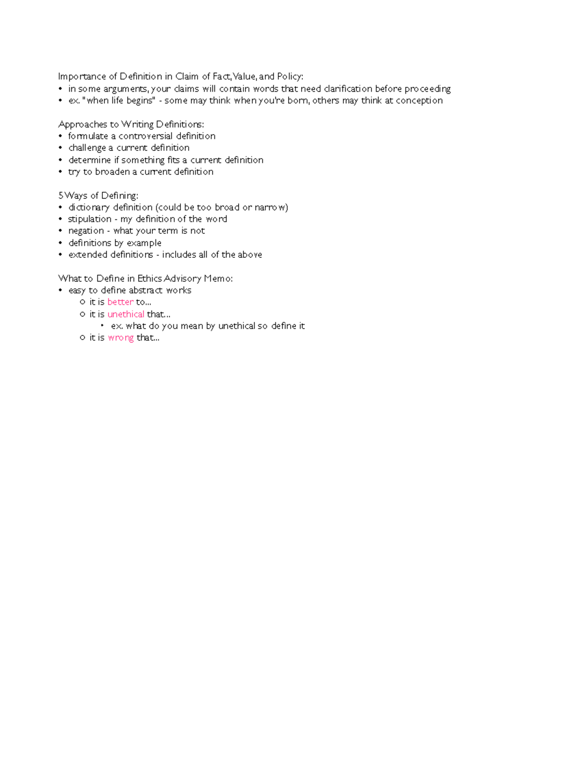 Definition - Morgan White - Importance of Definition in Claim of Fact ...