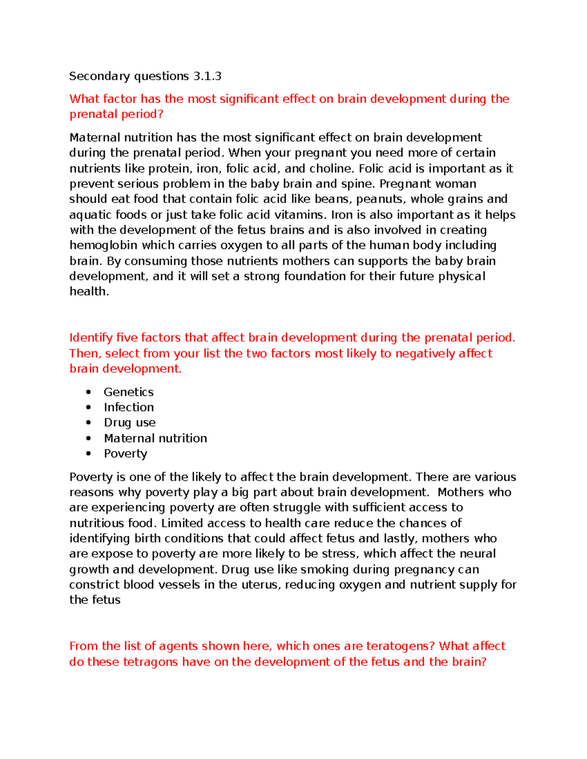 Secondary questions 3 - classnotes - Secondary questions 3. What factor ...