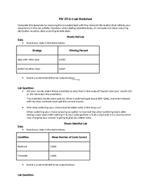 PSY 375 2-2 Lab Worksheet - PSY 375 Module Two Lab Worksheet Template Complete this template by ...