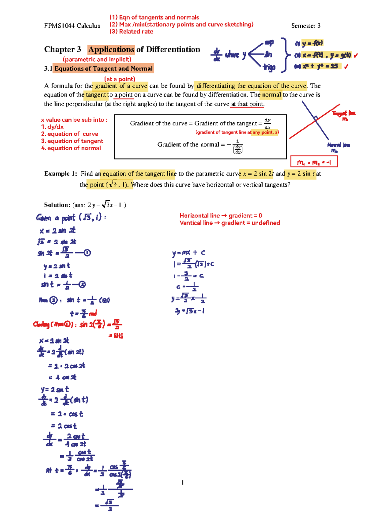 Chapter 3 - Chapter 3 Applications of Differentiation 3 Equations of ...