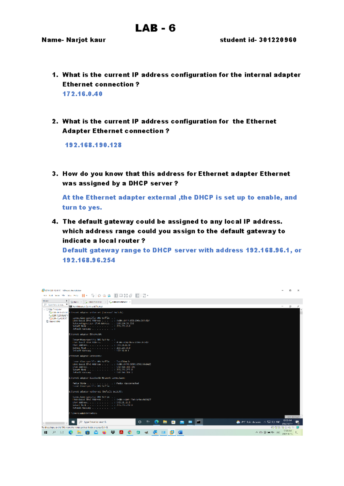 PC OPERATING# lab#6 - Name- Narjot kaur student id- 301220960 What is ...