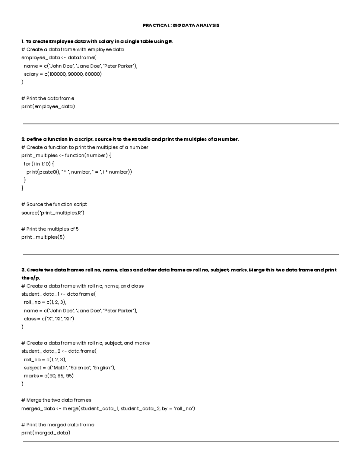 Bda Practical Ans Practical Big Data Analysis To Create Employee Data With Salary In A