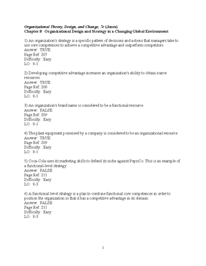 Ba2206 ch1 - organization sample questions - Organizational Theory ...