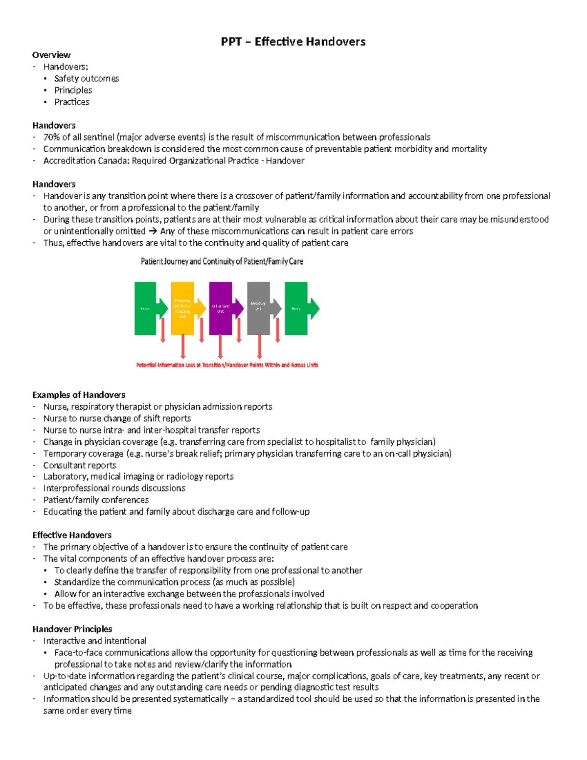 WK 3 Study Notes - Effective Handovers - PPT – Effective Handovers ...