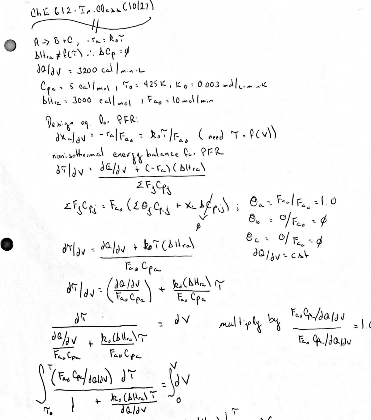 Ch E612 In Class Solution(10 - CHE 612 - Studocu