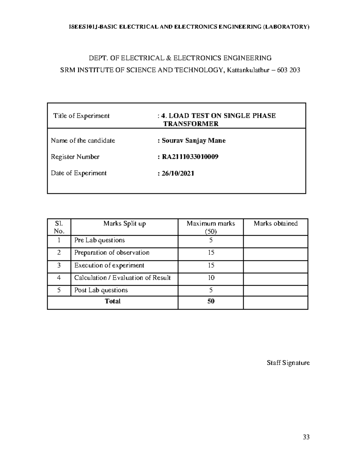 Exp 4 - Experiment no. 4 - DEPT. OF ELECTRICAL & ELECTRONICS ...