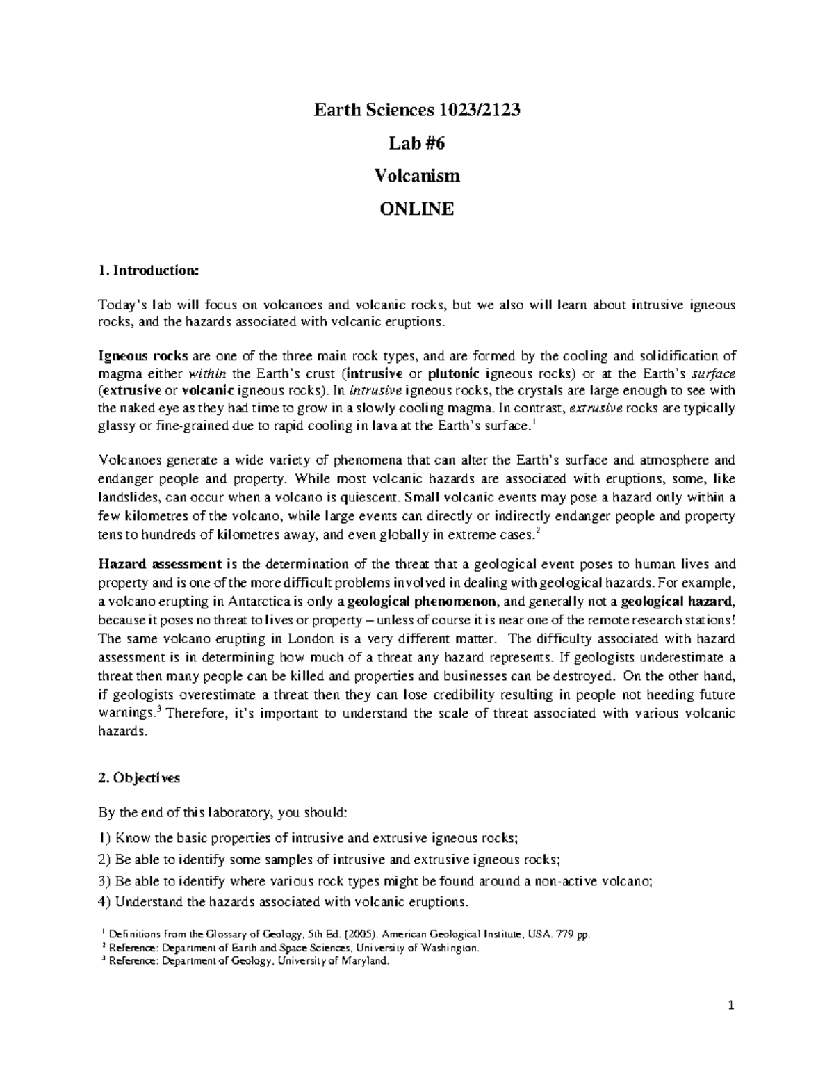 Lab 6 - Volcanism - answers - Earth Sciences 1023/ Lab Volcanism ONLINE ...