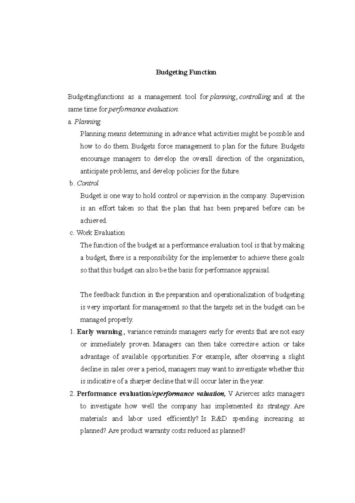 Budgeting Function - Budgeting Function Budgetingfunctions as a ...