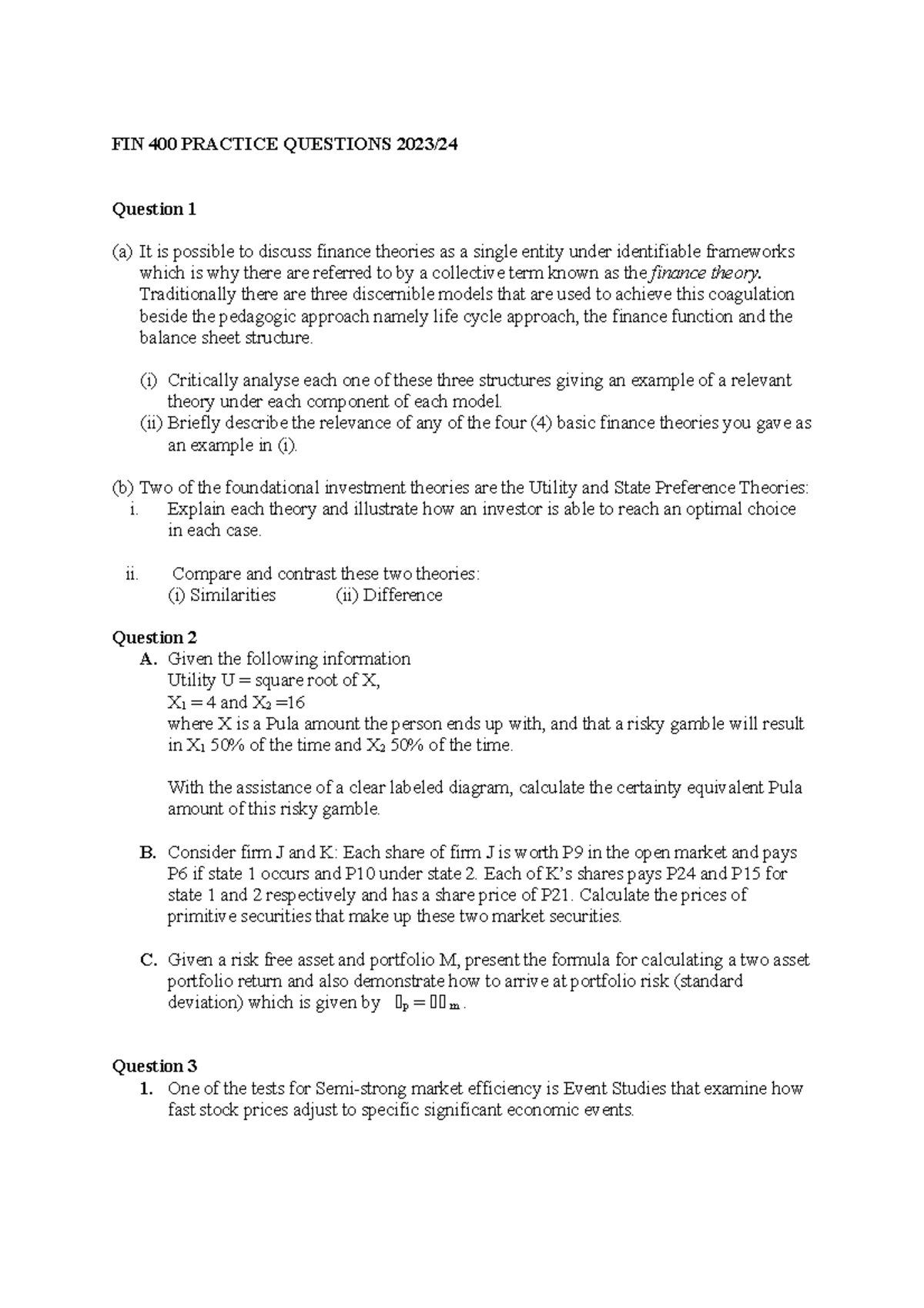 FIN 400 Practice Questions 2023 - FIN 400 PRACTICE QUESTIONS 2023 ...