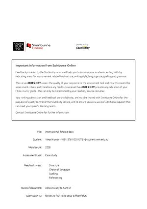FIN2001 6 Week 3 Tutorial - FIN Ethics and International Finance TUTORIAL MODULE 1, TOPIC 3 CFA ...