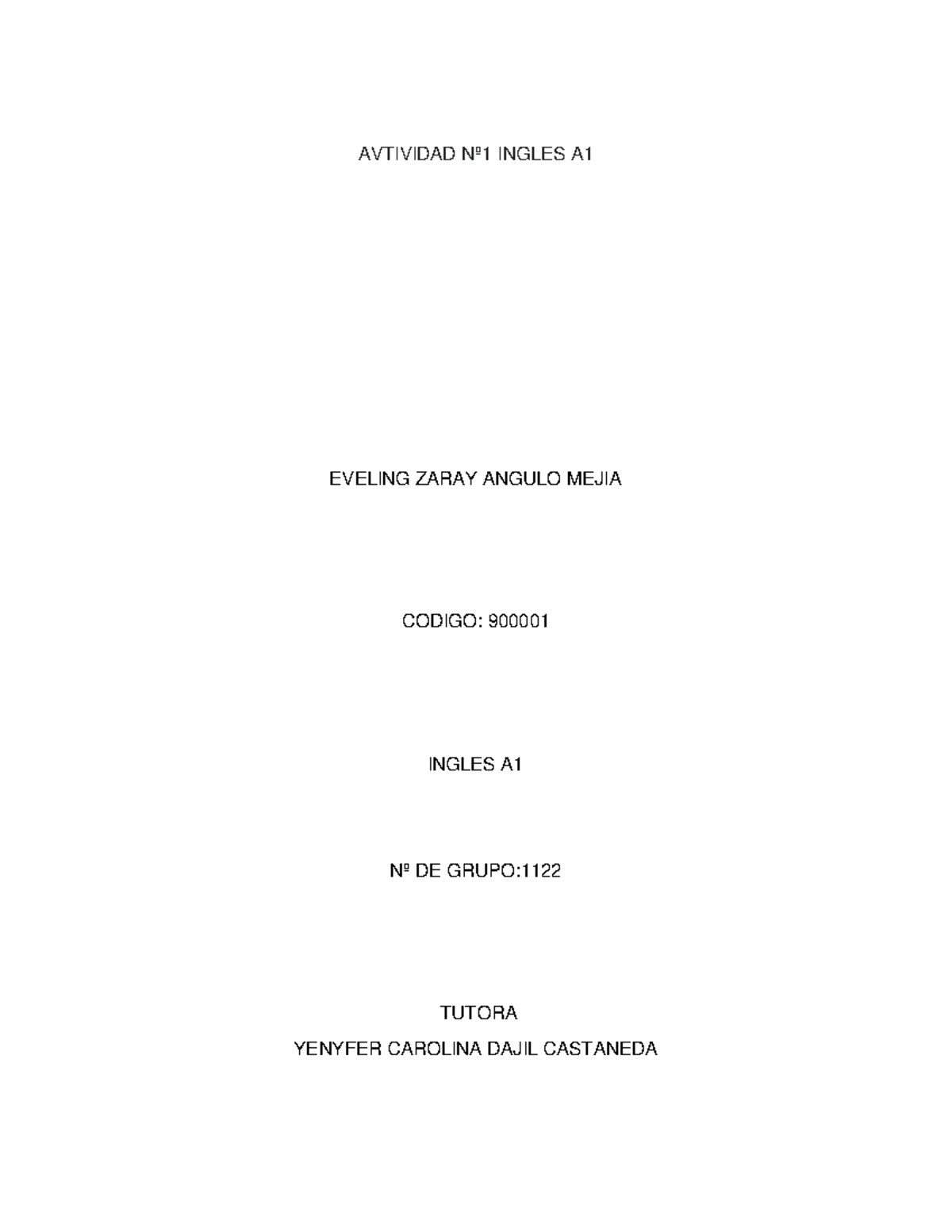 How much do I know eveling Doe 1122 - AVTIVIDAD Nº1 INGLES A EVELING ...