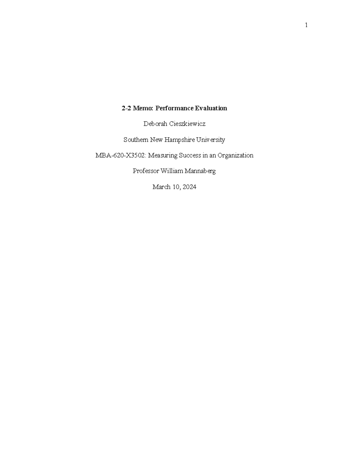 2-2 Memo Performance Evaluation - 2-2 Memo: Performance Evaluation ...