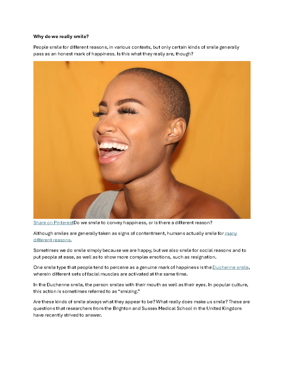 Why do we really smile - Why do we really smile? People smile for ...