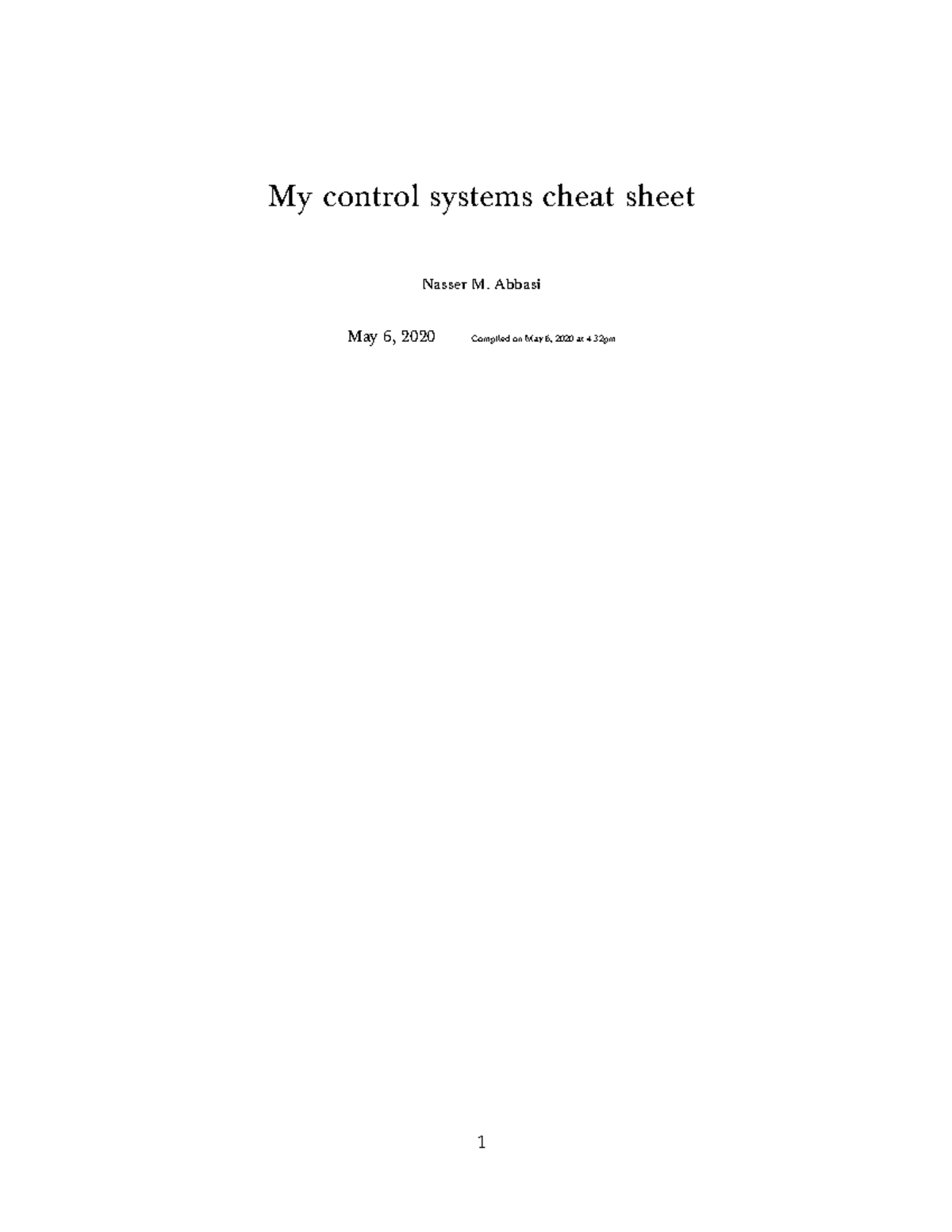 Index - NOTES - My control systems cheat sheet Nasser M. Abbasi May 6 ...