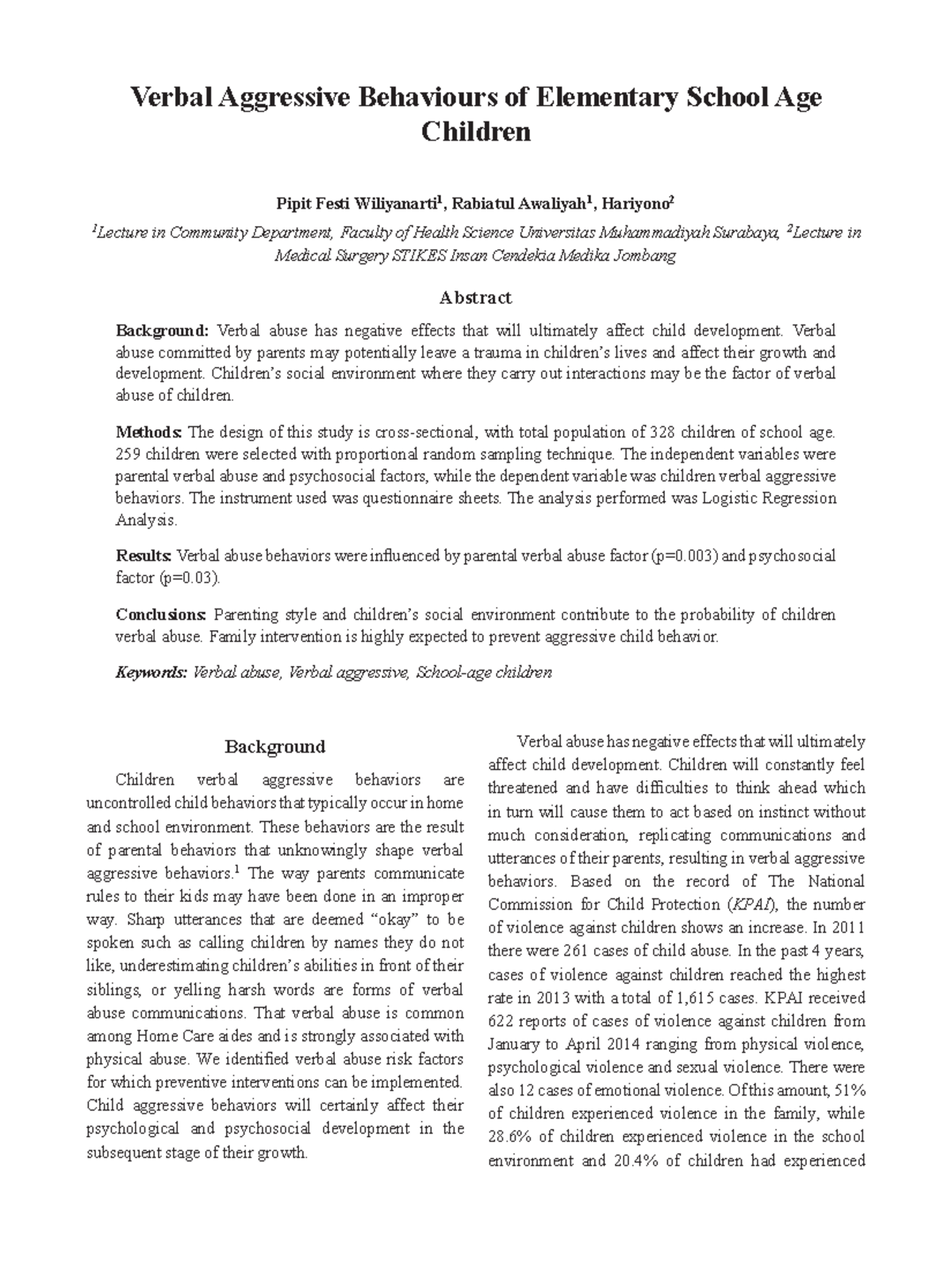 24 - just for free trial - Verbal Aggressive Behaviours of Elementary ...