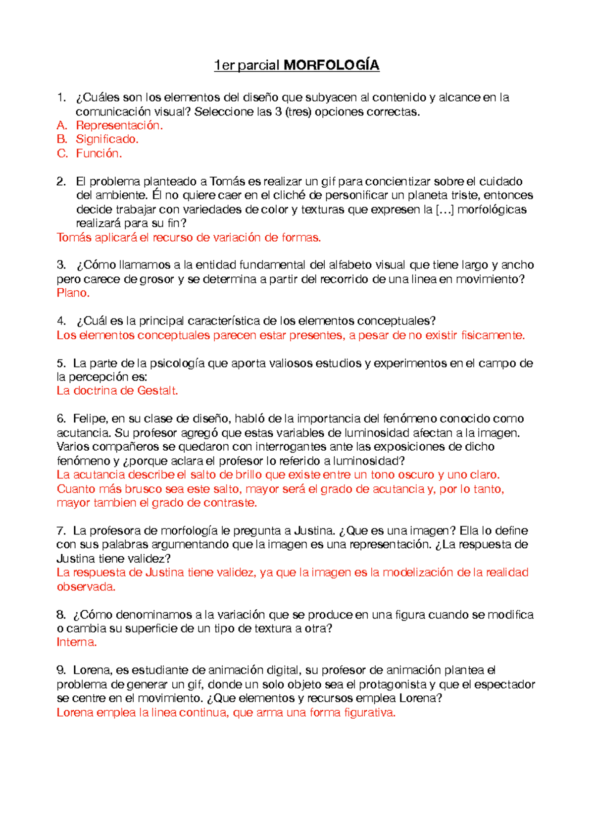 1er parcial Morfología. - 1er parcial MORFOLOGÍA ¿Cuáles son los ...