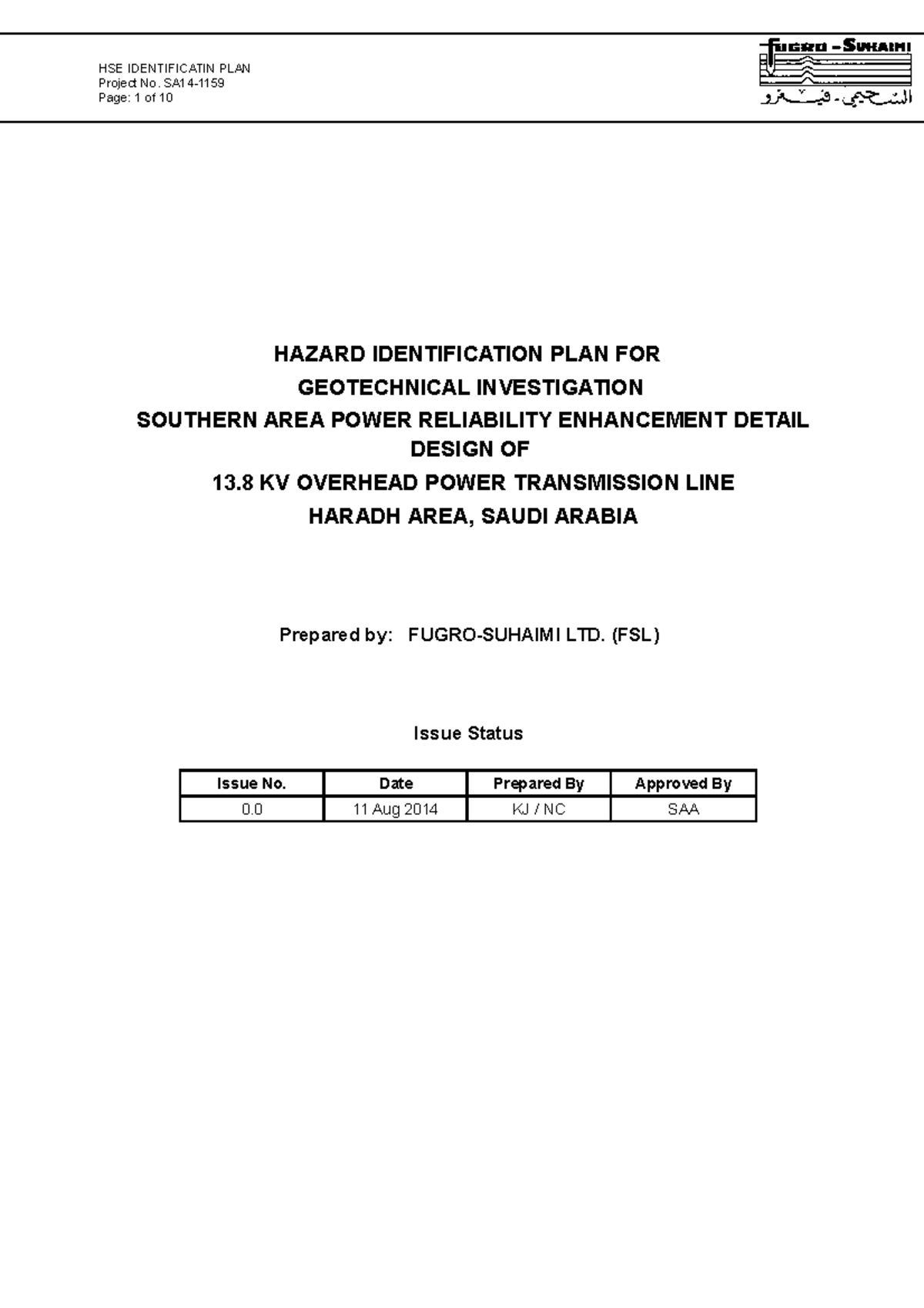 Hazard-identification-plan-hip-haradh compress - Project No. SA14- Page ...