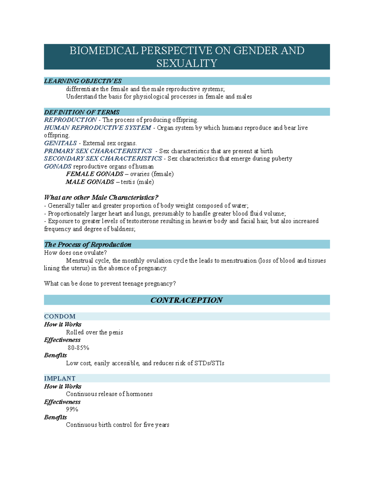 Biomedical Perspective ON Gender AND Sexuality - BIOMEDICAL PERSPECTIVE ...