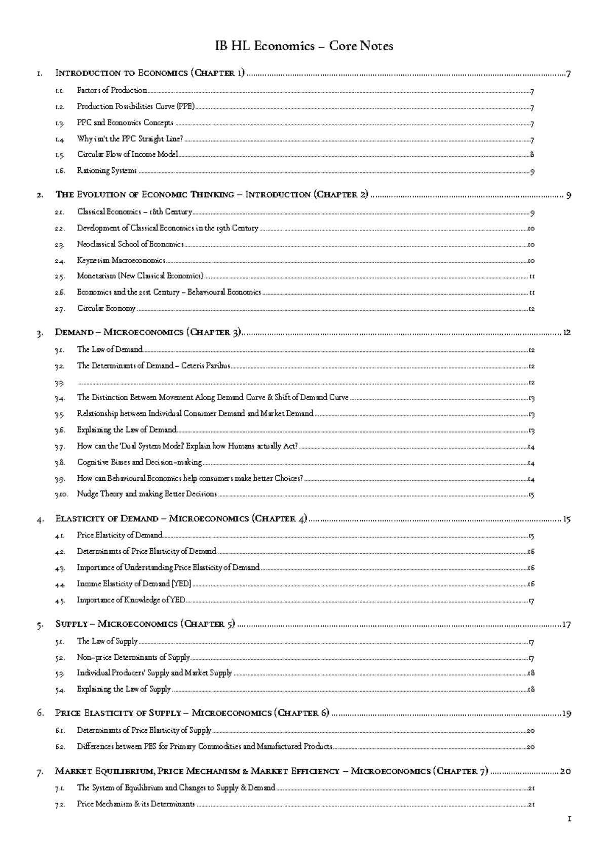 Economics Basic Notes - IB HL Economics – Core Notes 1. Introduction to ...