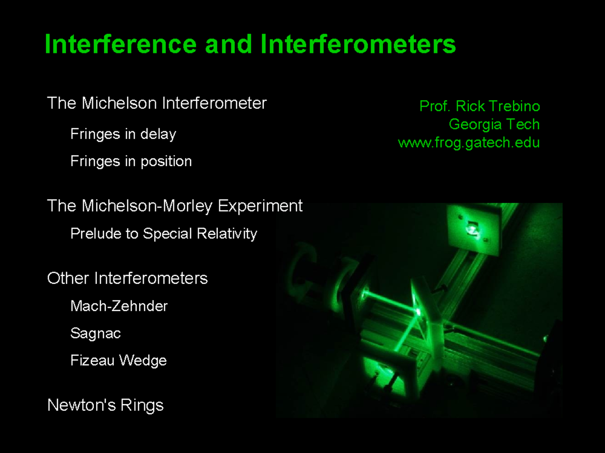 Lecture slides, lecture 20 - Interference and interferometers ...